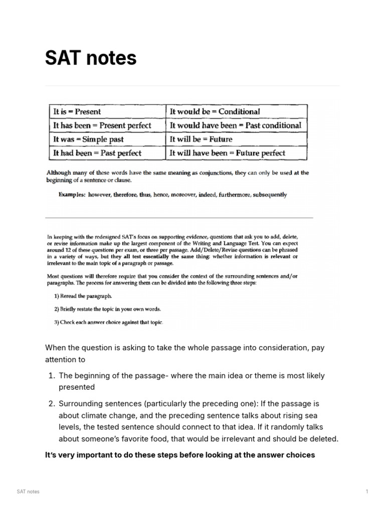 SAT Notes | PDF | Noun | Grammatical Number