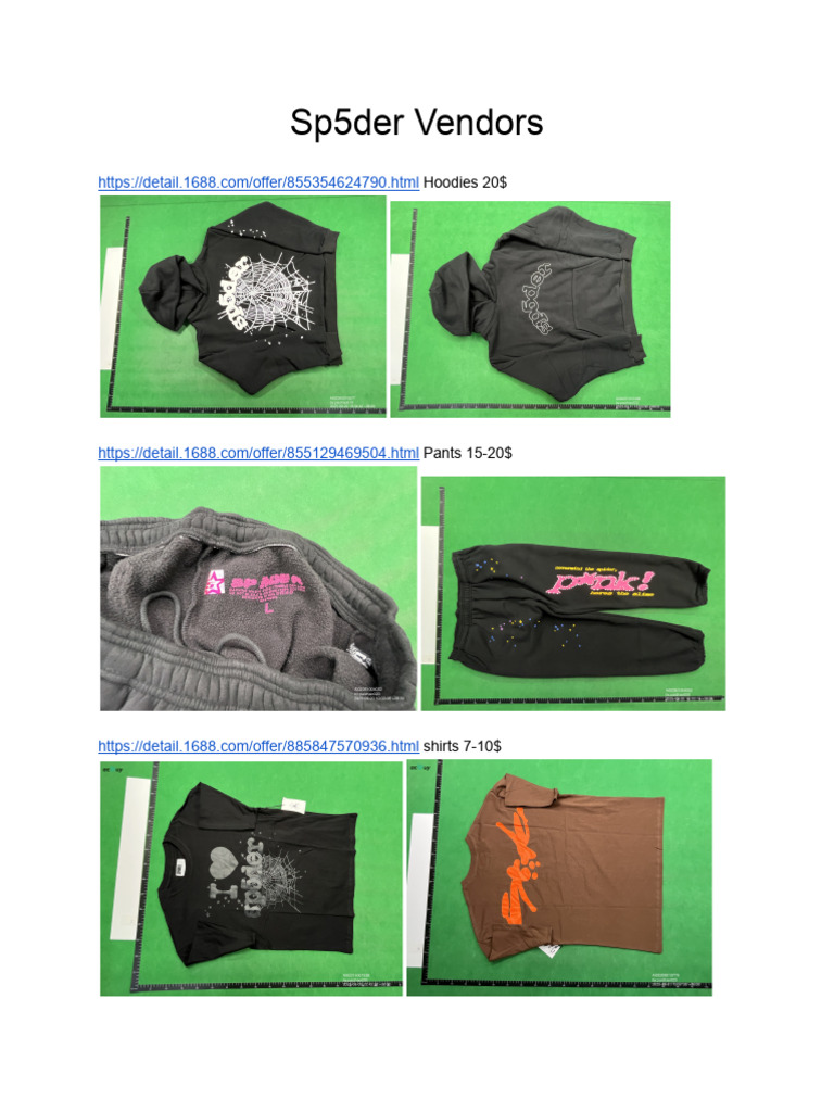 Sp5der Apparel Vendor Offers | PDF