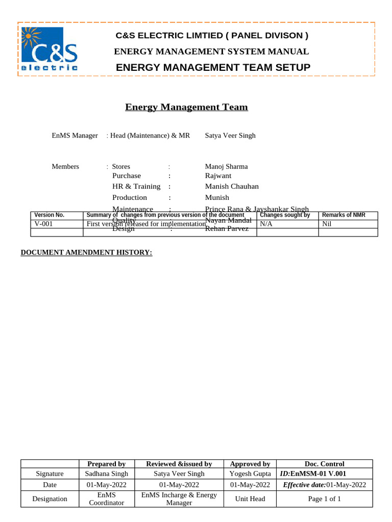 Energy Management System Manual | PDF