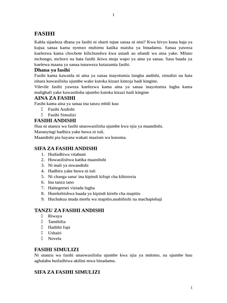 Fasihi Notes | PDF