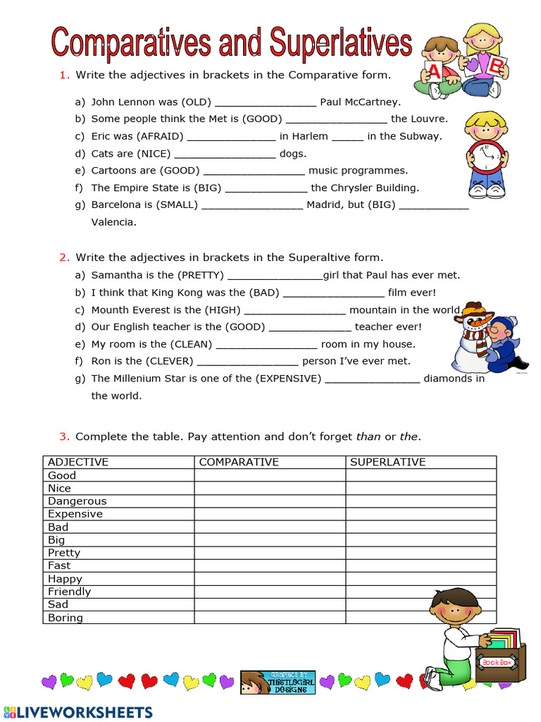 Comparative and Superlative Exercises | PDF