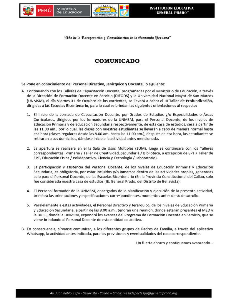 COMU-TALLER-CAPA-DOCEN-IEGP-(31-OCTU-2025) | PDF | Maestros | Educación primaria