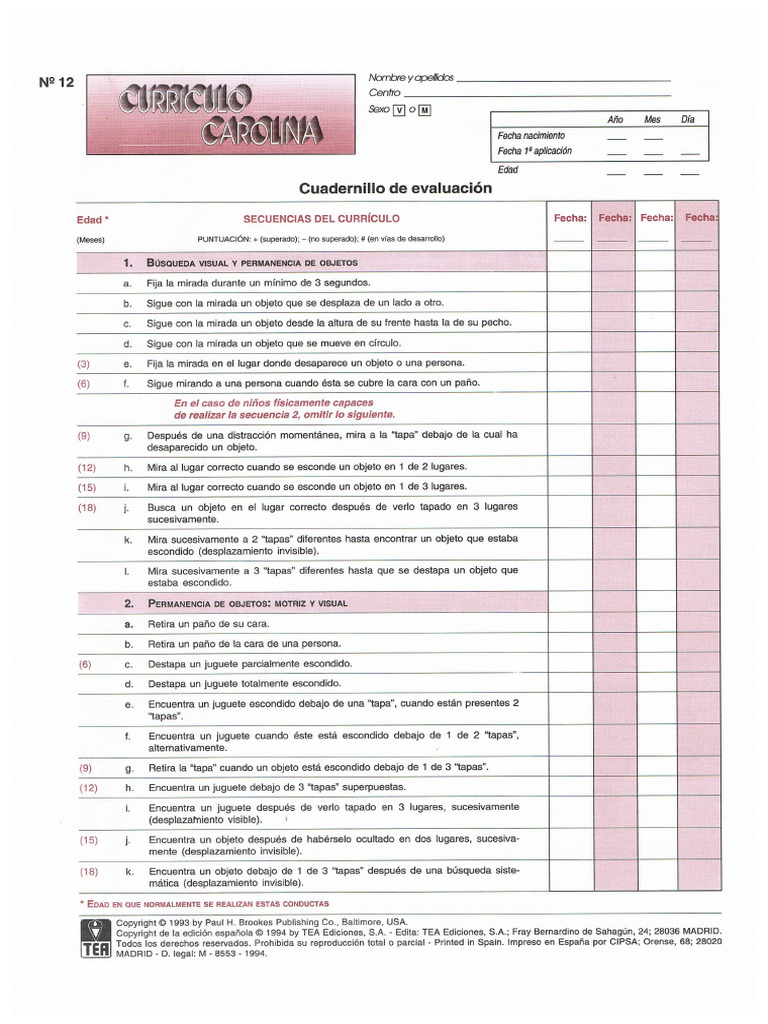 escala curriculum carolina | PDF