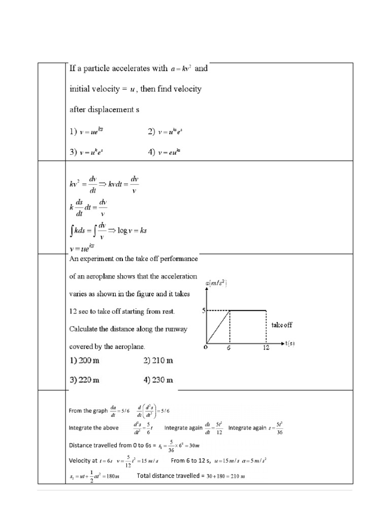 02 1dimension Horizontal Motion With Variable Acceleration M | PDF ...