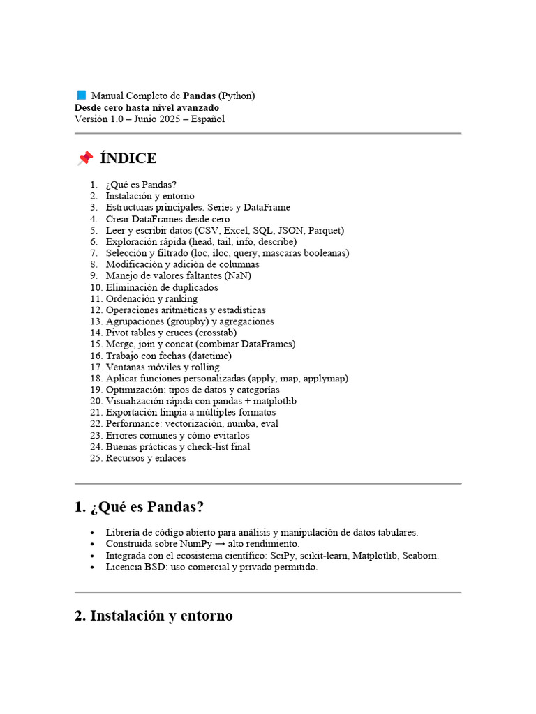 Manual de Pandas Python | PDF | Informática | Ingeniería de software