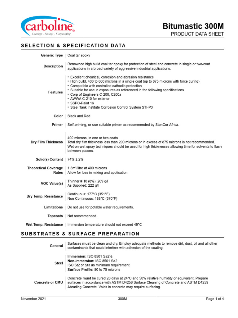 Bitumastic 300M PDS | PDF | Humidity | Concrete