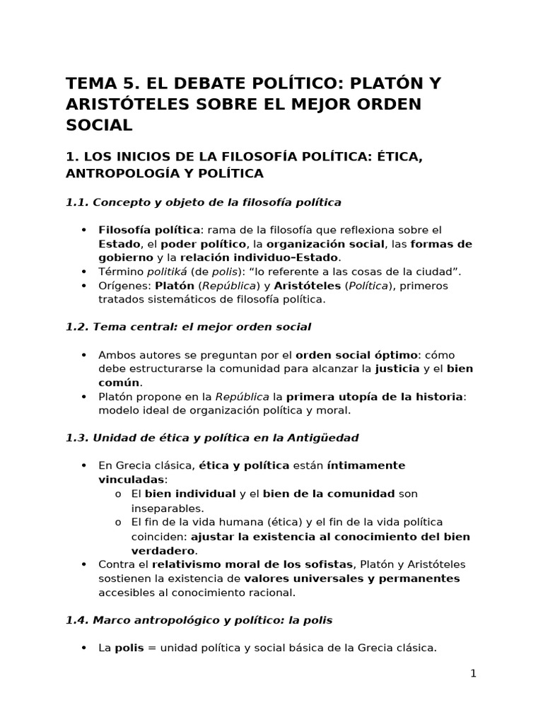 Debate político: Platón y Aristóteles | PDF | Platón | Democracia