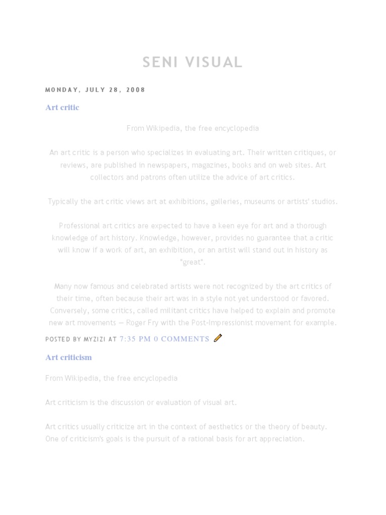Art Criticism and Visual Arts Guide | PDF