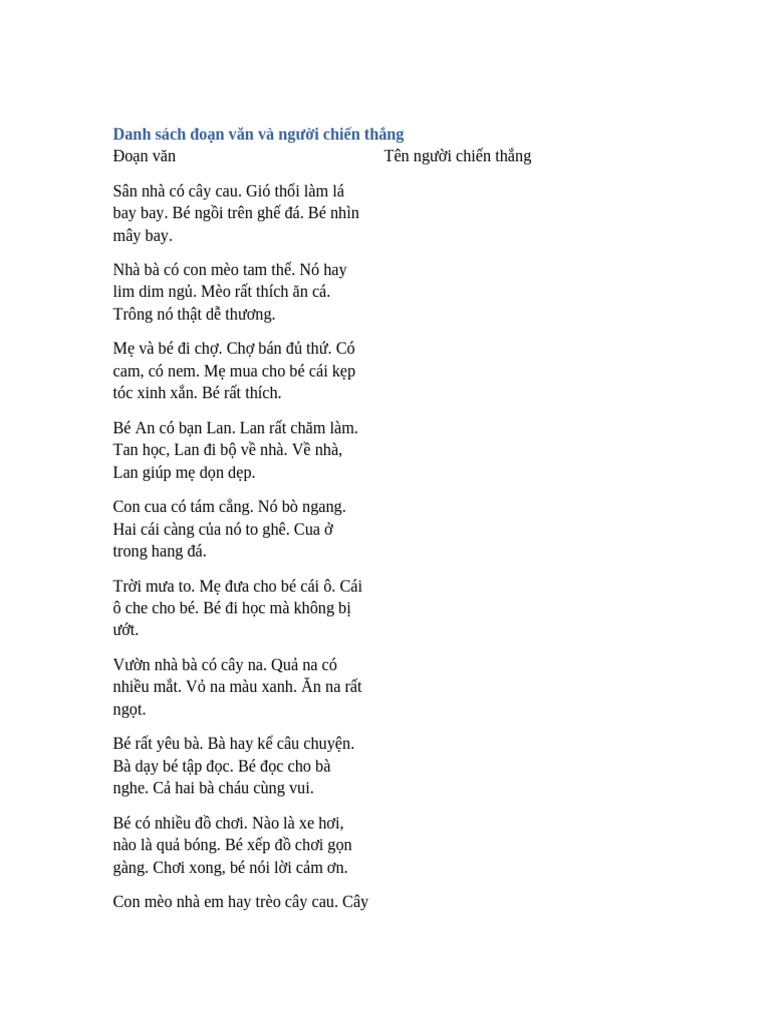 Danh Sach Doan Van | PDF