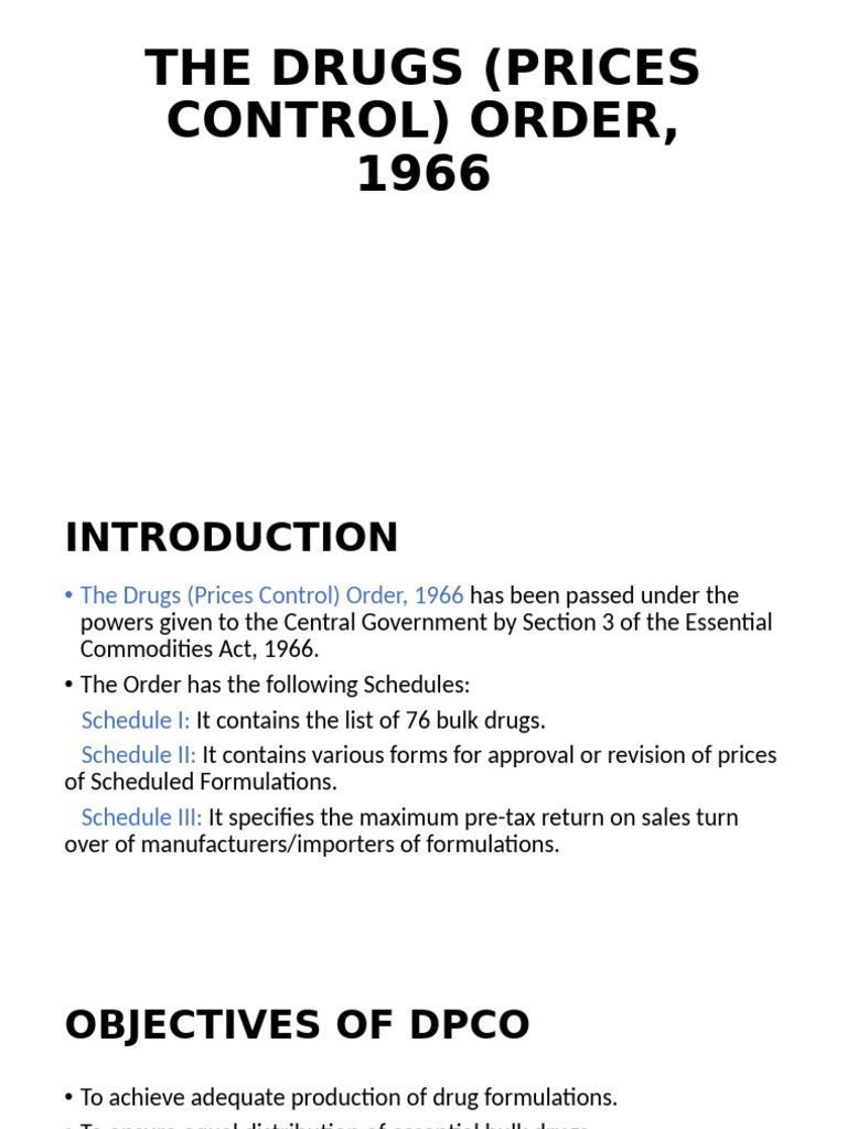 The Drugs (Prices Control) Order | PDF | Price Controls | Controlled ...