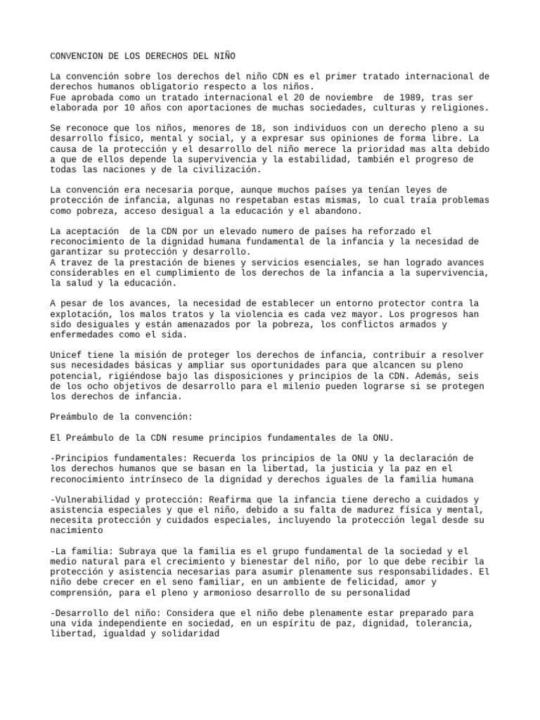 Convencion de Los Derechos Del Niño | PDF | Derechos de los niños ...