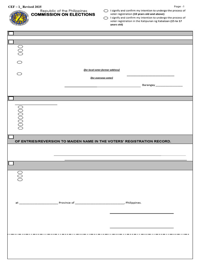Voter Registration Application Form 2025 | PDF | Voter Registration ...