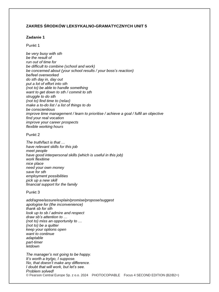 Focus4 2E Matura Speaking Unit 5 Language Bank | PDF
