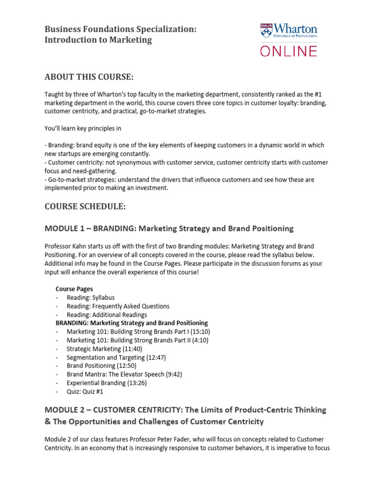 Intro to Marketing (v2)_Syllabus_V2.0 | PDF | Brand | Marketing