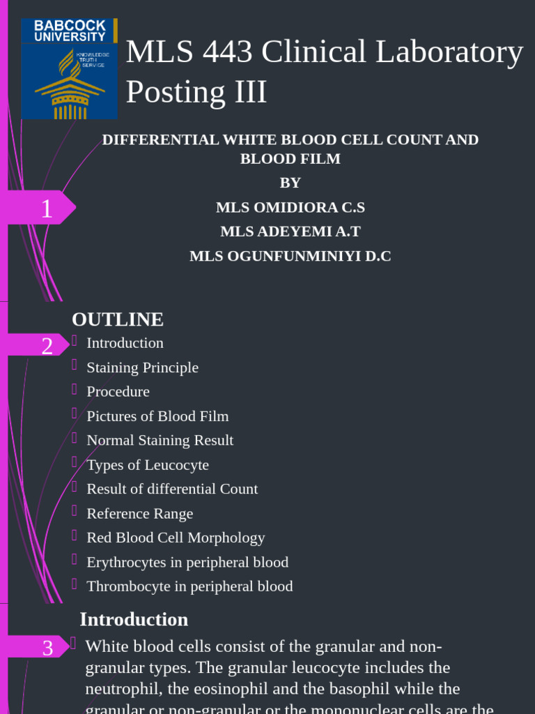 Differential White Blood Cell Count Guide | PDF | White Blood Cell ...