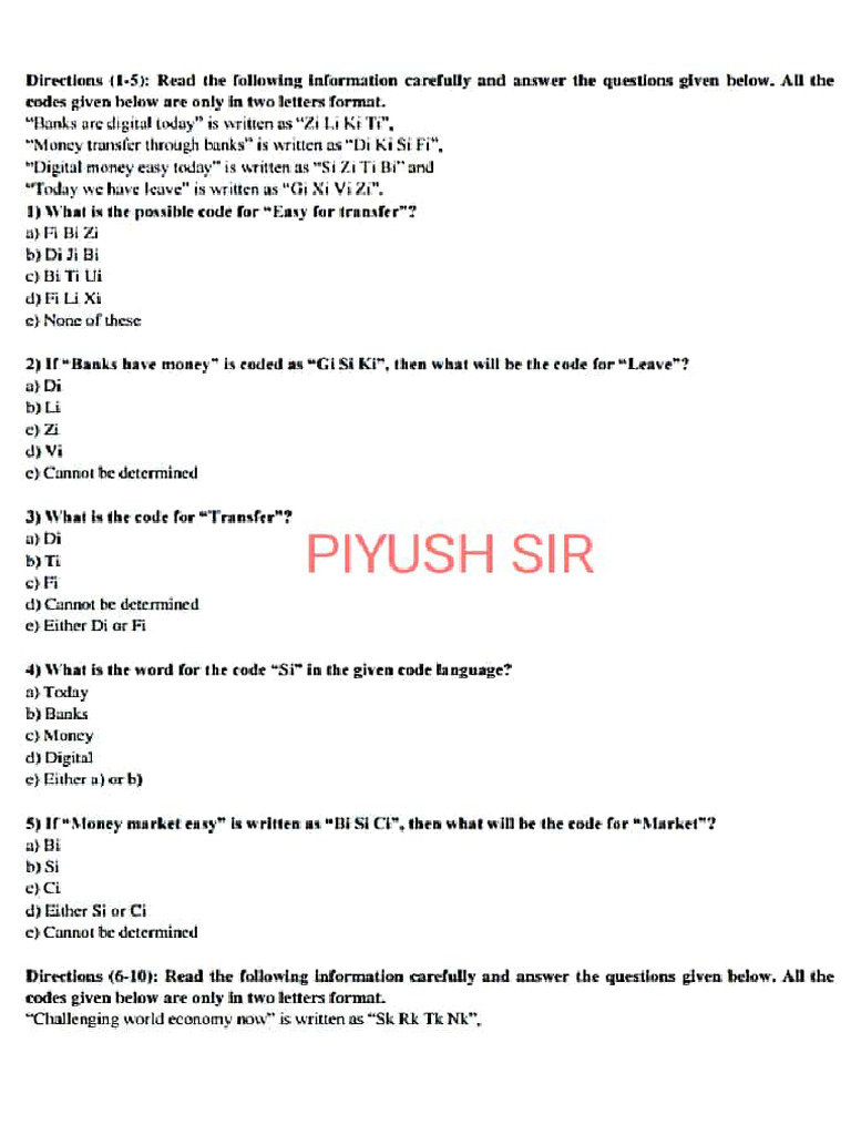Mixed Coding Practise Set | PDF