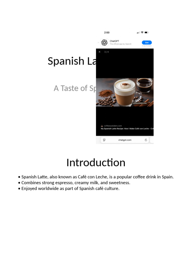 Spanish Latte Presentation With Uploaded Images | PDF