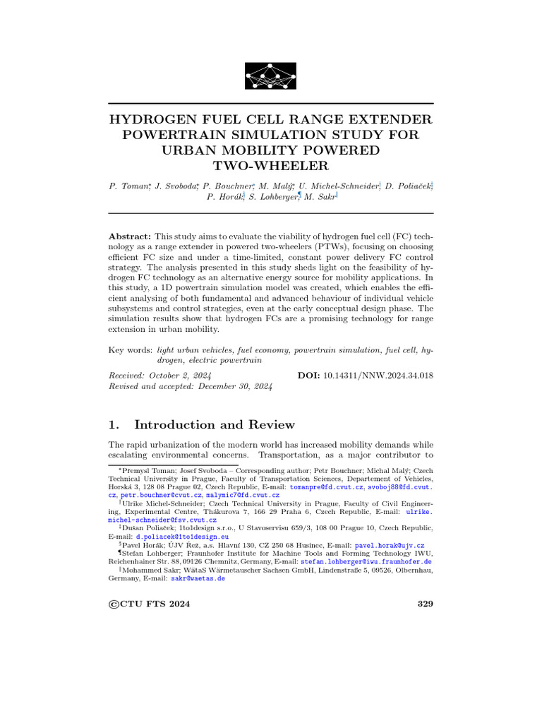 Hydrogen Fuel Cell Range Extender for PTWs | PDF | Fuel Economy In ...