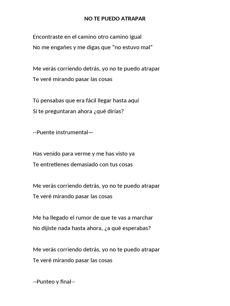 No Te Puedo Atrapar | PDF