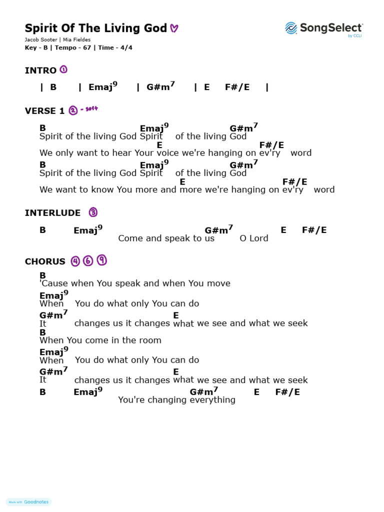 Spirit of the Living God Lyrics PDF | PDF