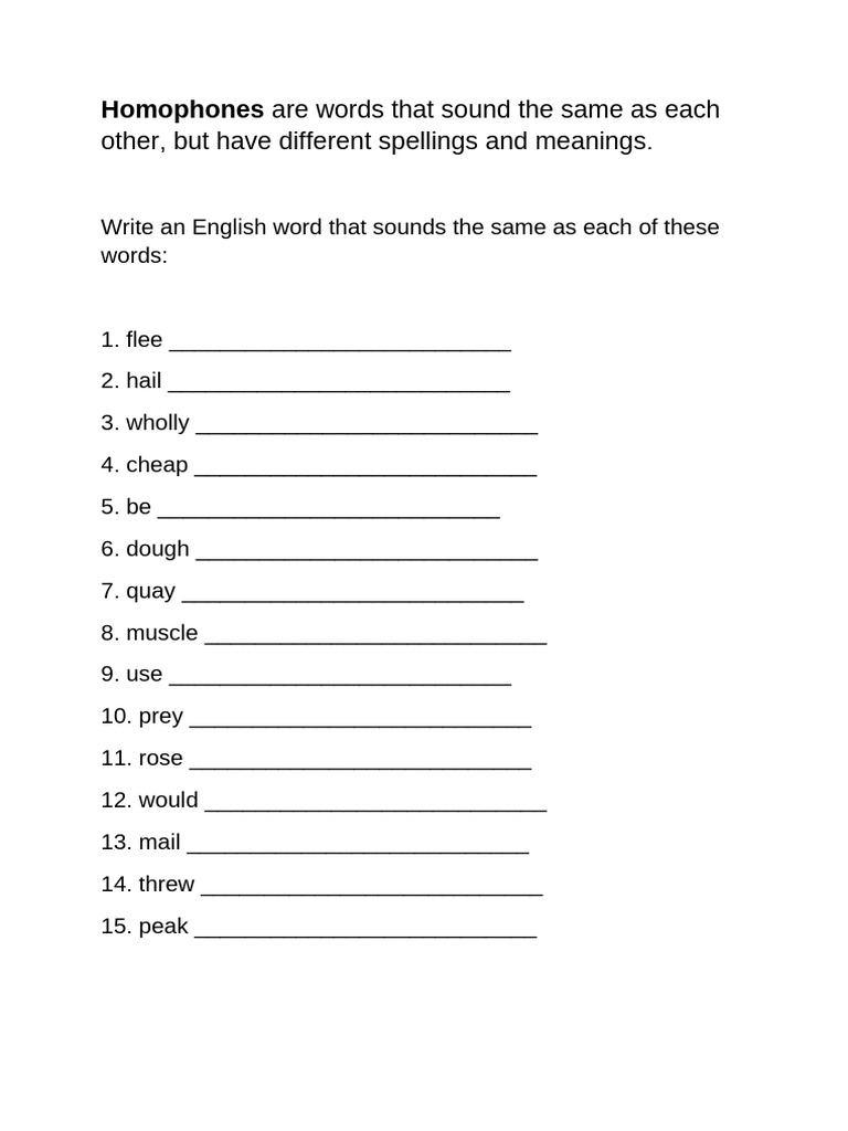 Homophones: Identify Sound-Alike Words | PDF