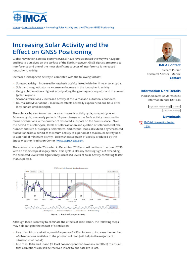 Increasing Solar Activity and the Effect on GNSS Positioning – IMCA | PDF