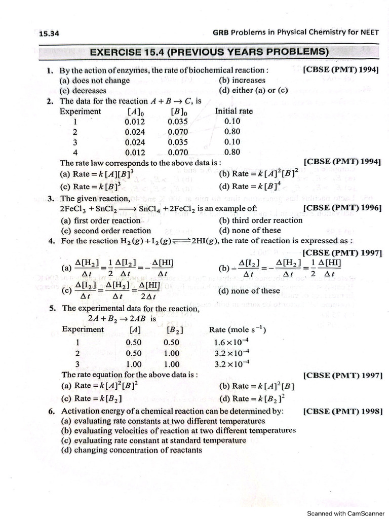Chemical Kinetics Extra Ques | PDF