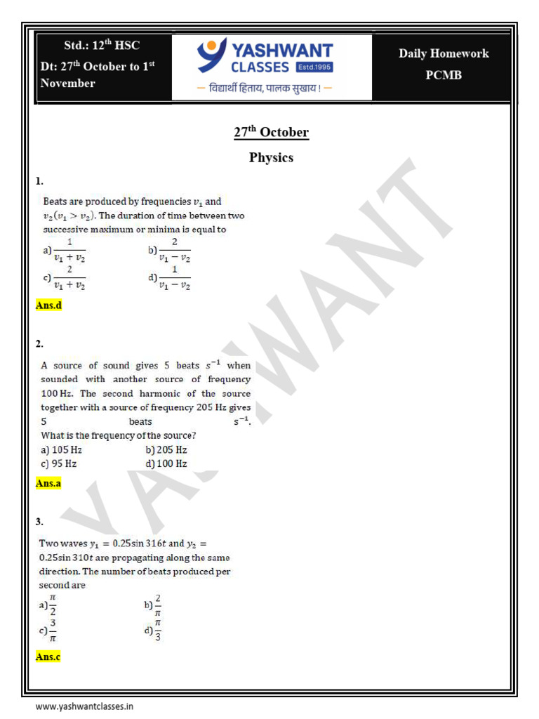 12th HSC CET HW Answer Key 27 Oct To 1 Nov | PDF | Labia | Genetics