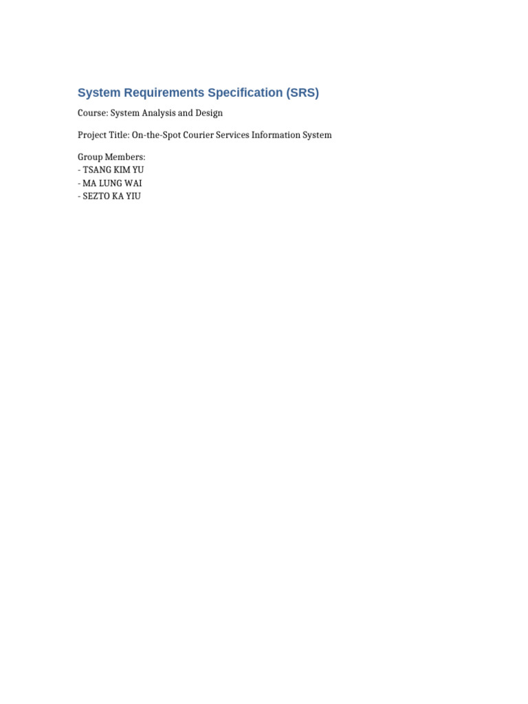 OnTheSpot SRS Report | PDF