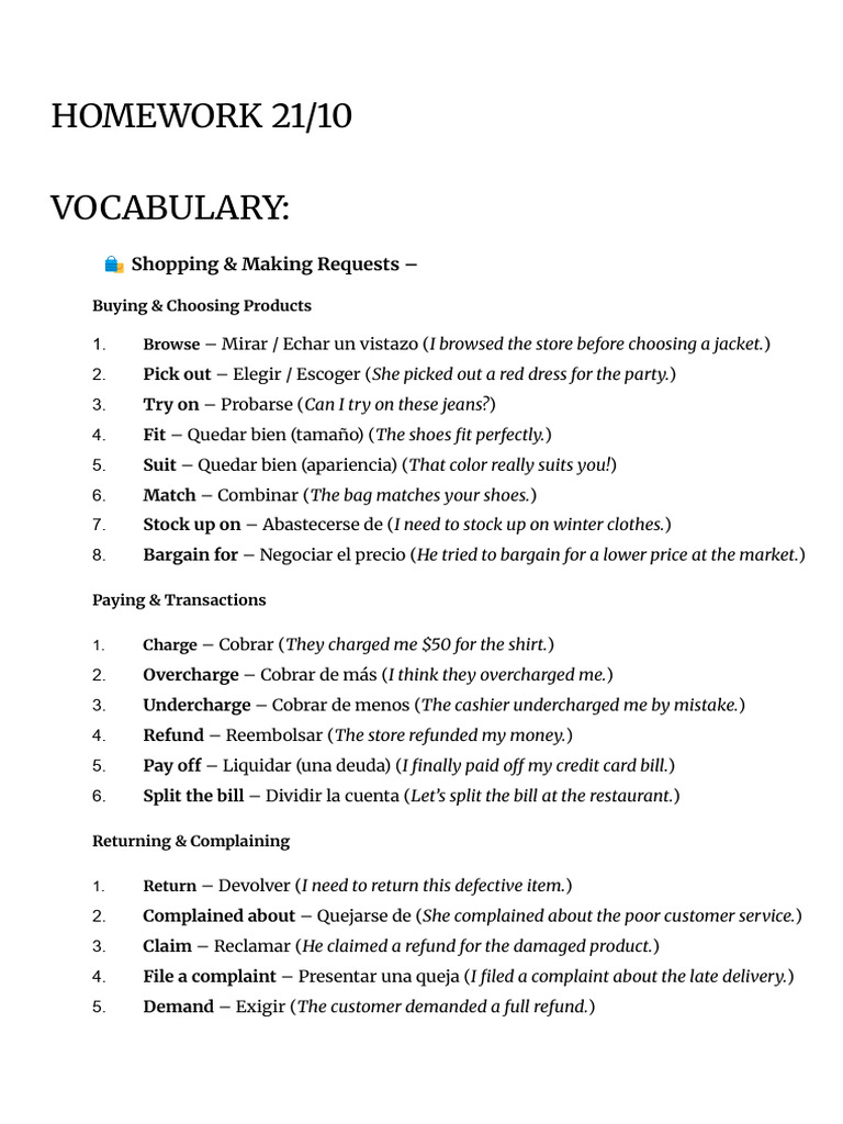 HOMEWORK Phrasal Verbs | PDF