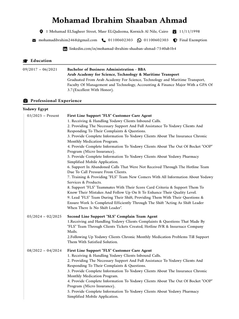 Mohamad Ibrahim Shaaban Ahmad Resume | PDF