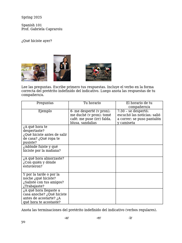 Qué Hiciste Ayer - Pretérito Verbos Irregulares | PDF