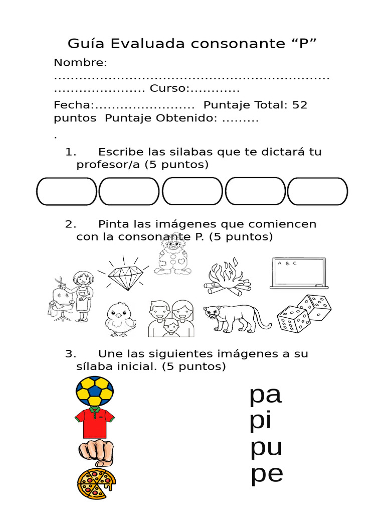 Guia Evaluada Letra P | PDF