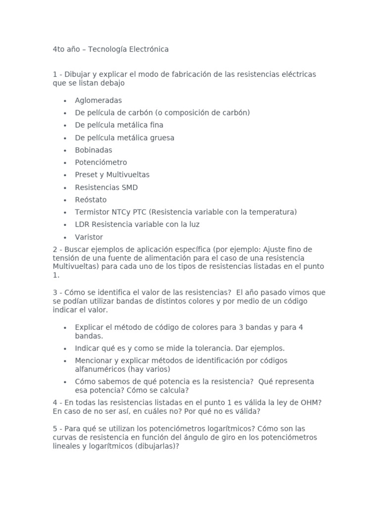 Resistencias - Composición y Tipos | PDF