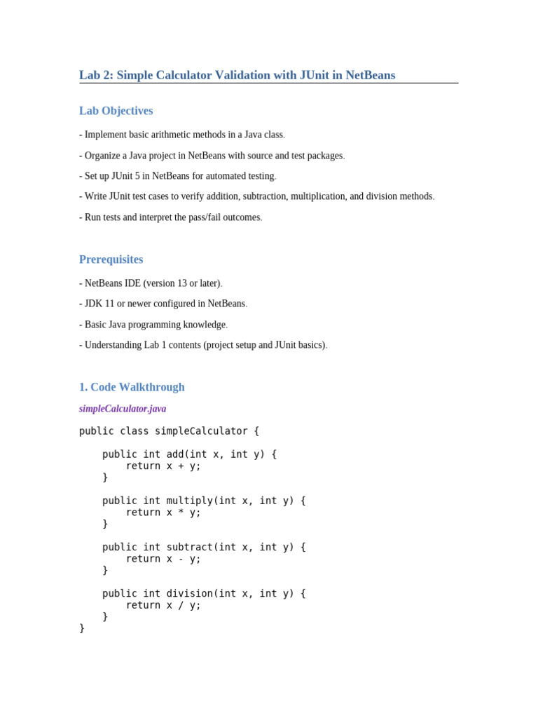 Lab 02 SimpleCalculator | PDF | Java (Programming Language ...