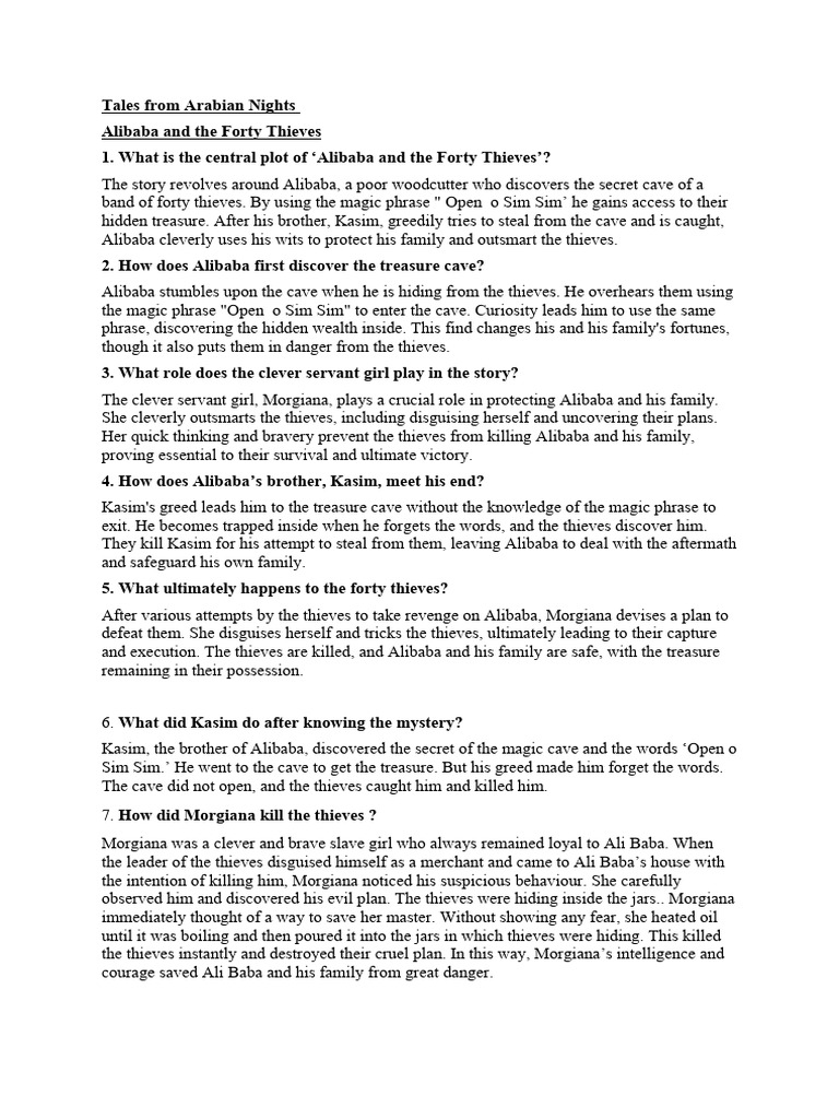 Alibaba and The Forty Thieves | PDF