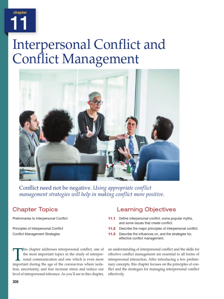 Chapter 11 - Interpersonel Conflic Conflic Management | PDF | Interpersonal Relationships ...