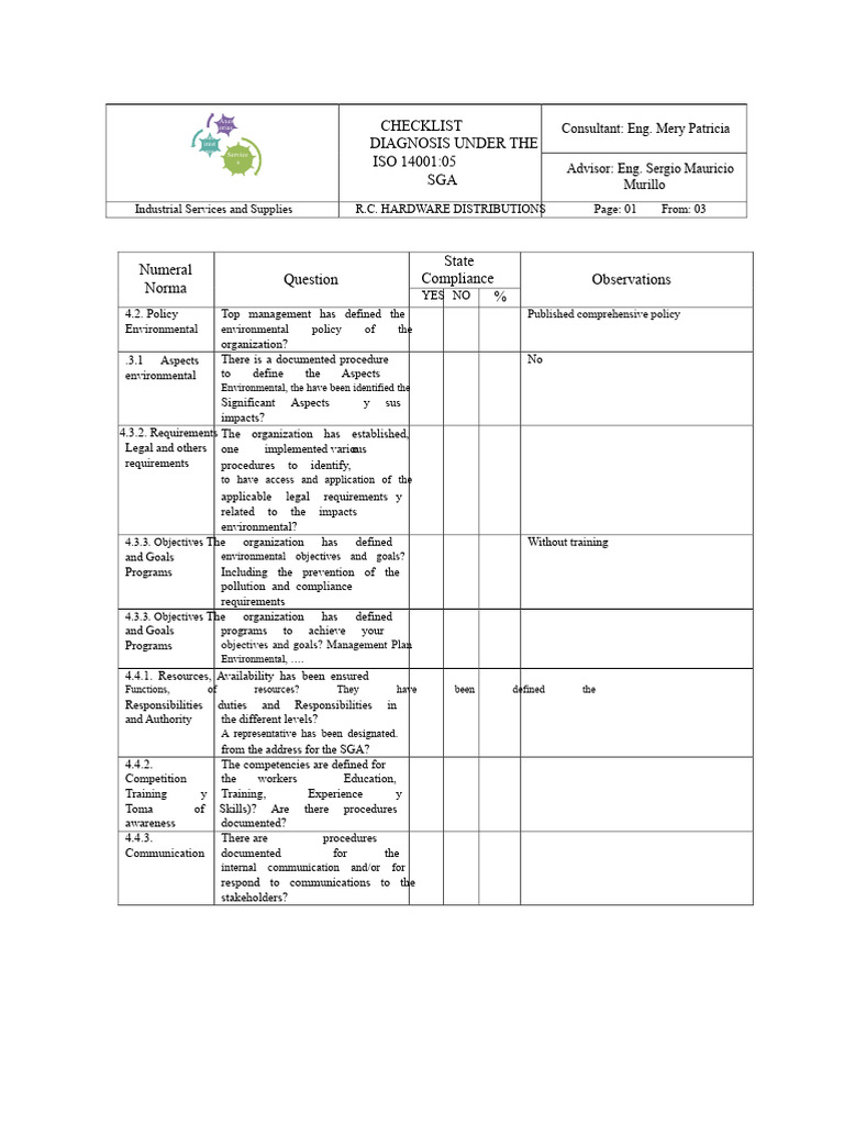 Checklist - Environmental Audit | PDF | Audit | Economy And The Environment
