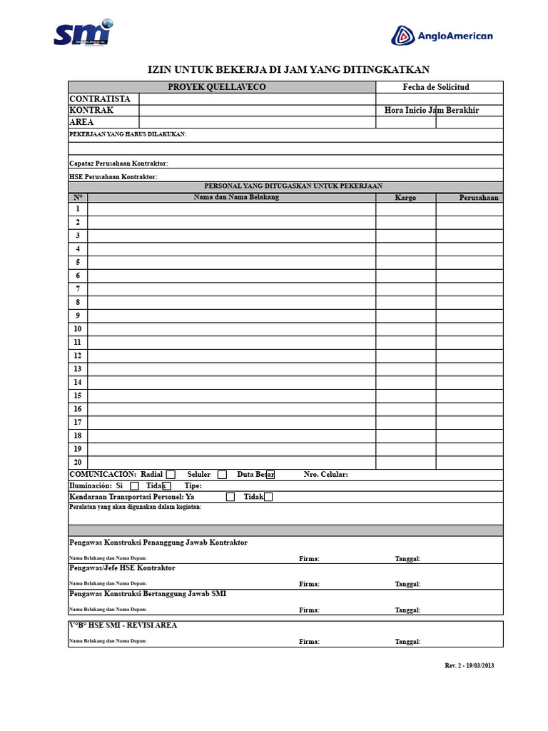 Format Izin Jam Kerja Diperpanjang | PDF
