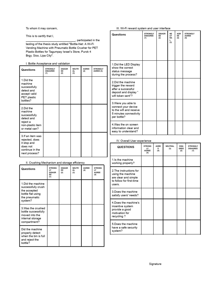 Sample Survey Questionnaire, For A Thesis Paper | PDF | Computing