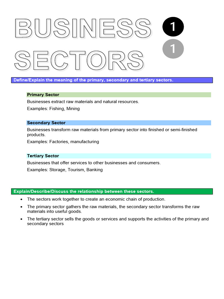 Business Sectors Paper 1 Topic 1 2 | PDF | Business | Taxes