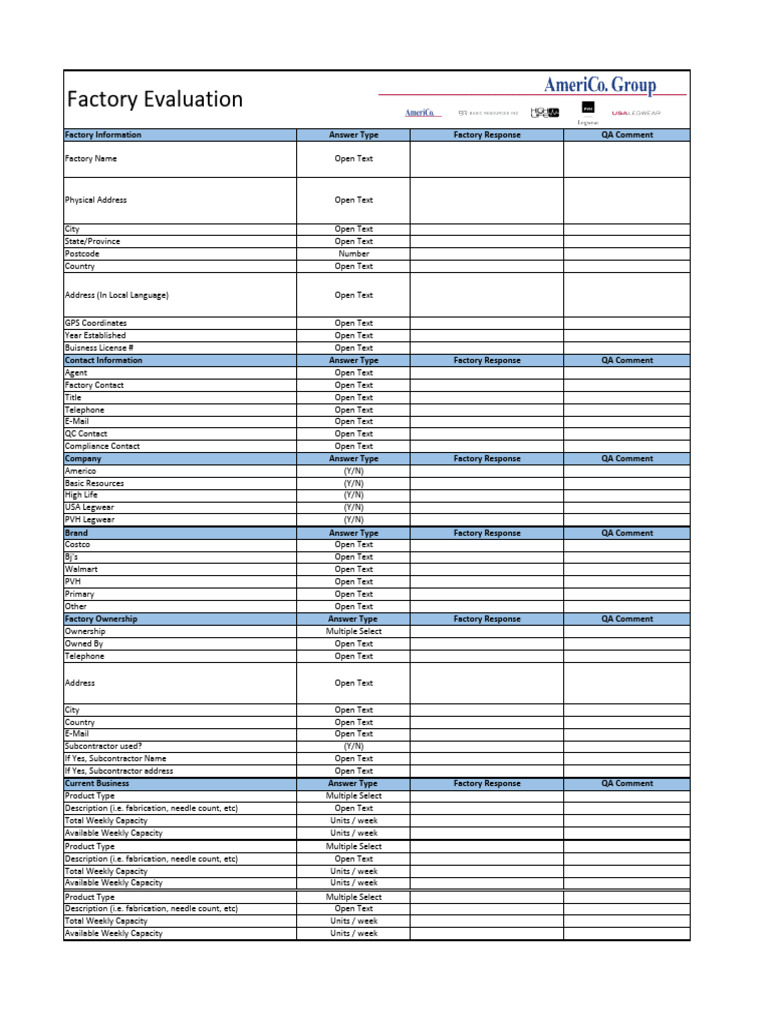 2022_Factory Evaluation Report - Apparel v1.1 - Copy | PDF