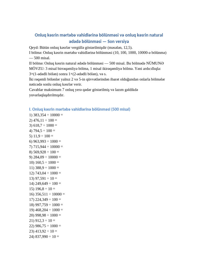 Onluq Kesr Misaller Final | PDF