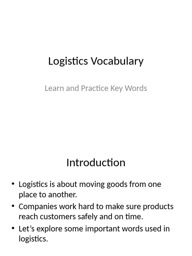 Key Logistics Vocabulary Guide | PDF