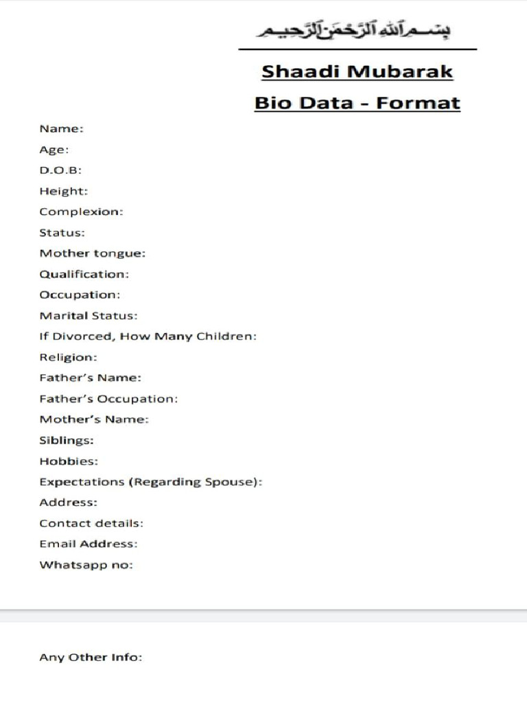 Bio Data Format 3 | PDF