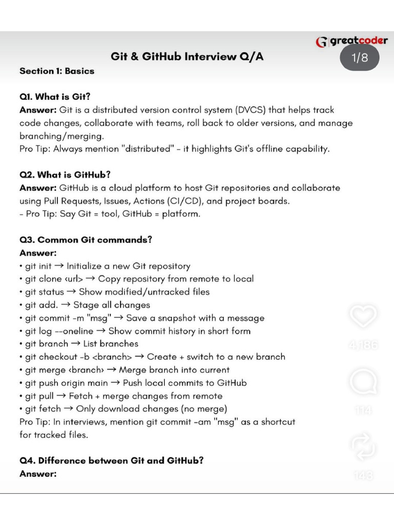 Git Hub Interview Questions | PDF