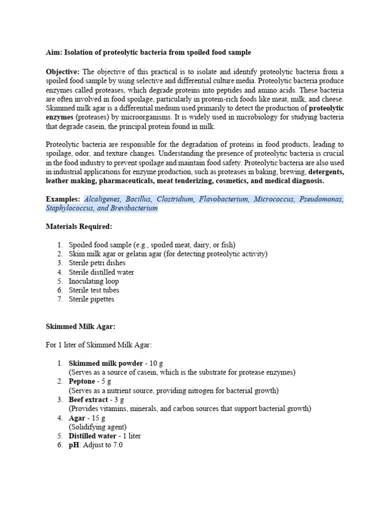 Isolation of Proteolytic Bacteria | PDF | Protease | Agar