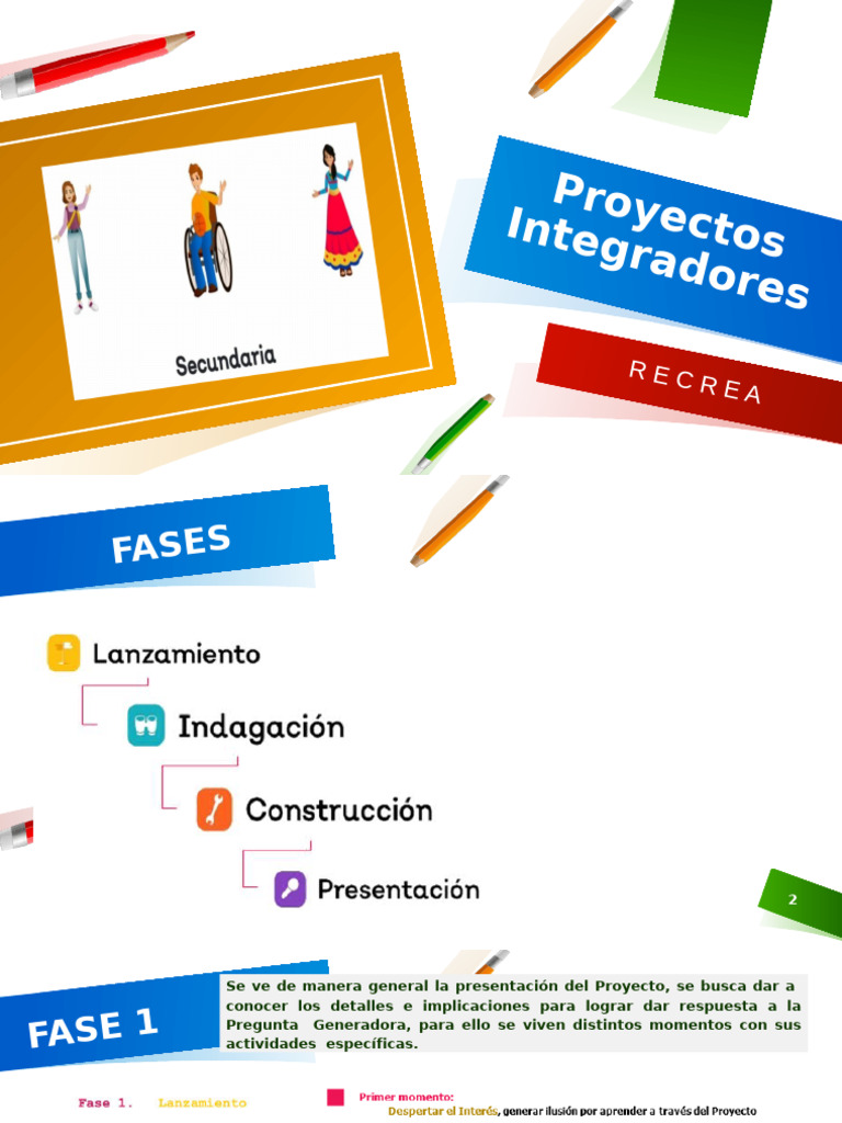 Fases del Proyecto Integrador RECREA | PDF