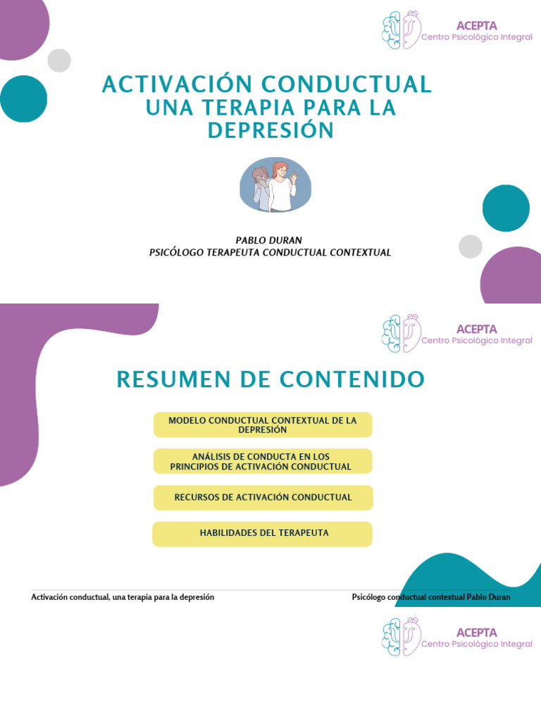 Activación Conductual, Una Terapia para La Depresión 15-12-24 | PDF ...
