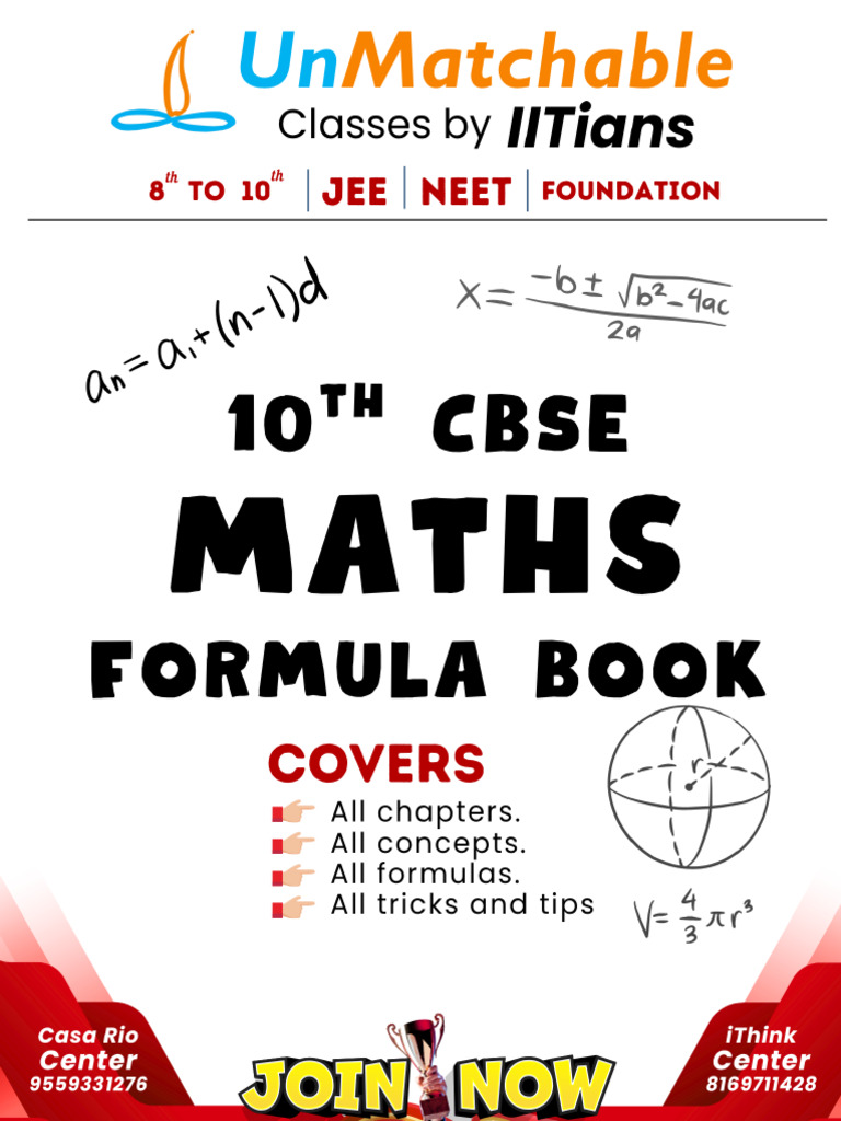 10th CBSE Maths Formula Book | PDF | Prime Number | Factorization